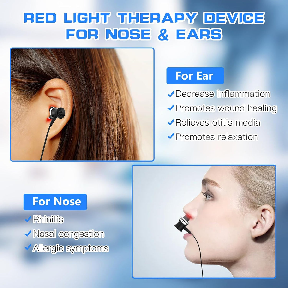 Red Light Therapy Device for Nose & Ears | 650nm Portable Red Light Ear ...